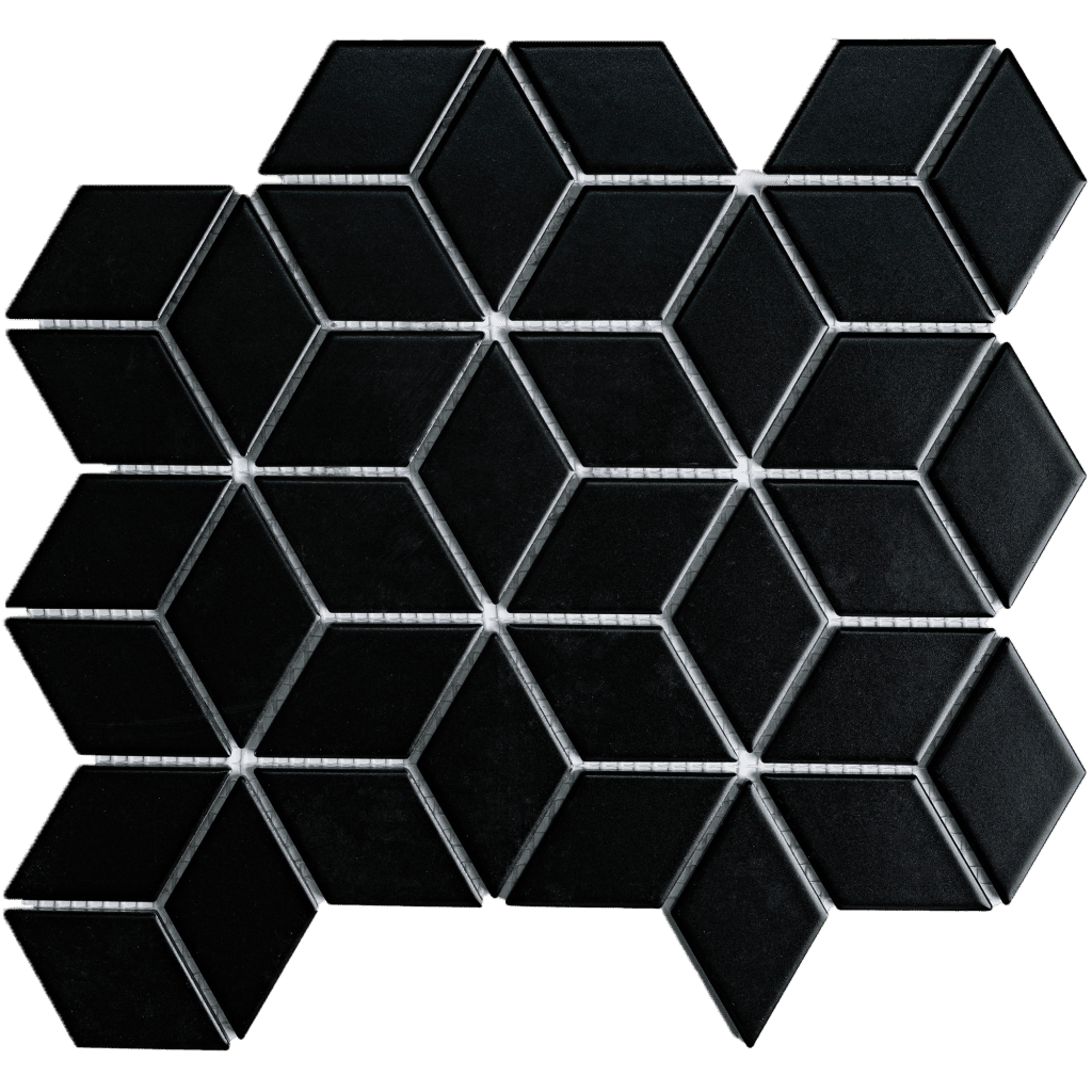 Heteromorphic 3D Box Rhombus - Matte Black - Mosaic Experts