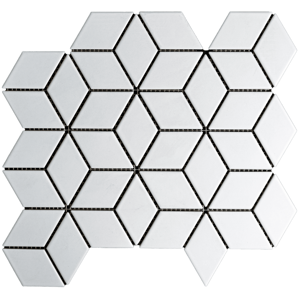Heteromorphic 3D Box Rhombus - Matte White - Mosaic Experts